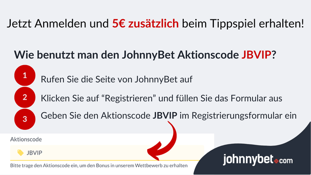 JohnnyBet Aktionscode 2025: JBVIP | 5€ gratis Guthaben